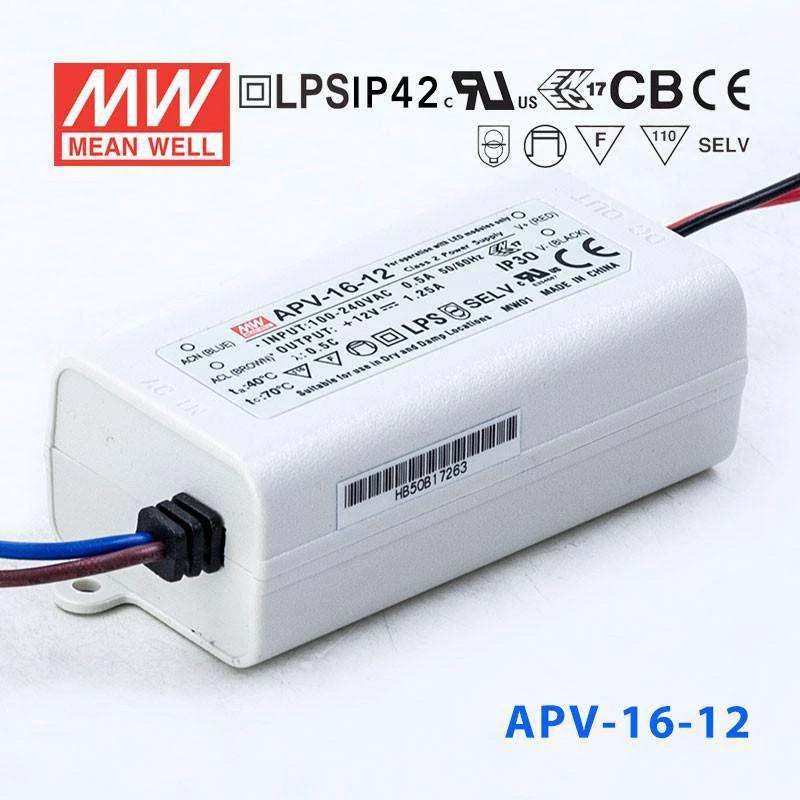Mean Well APV-16-12 Power Supply 15W 12V | Constant Voltage LED Driver – Wellforces Ltd.