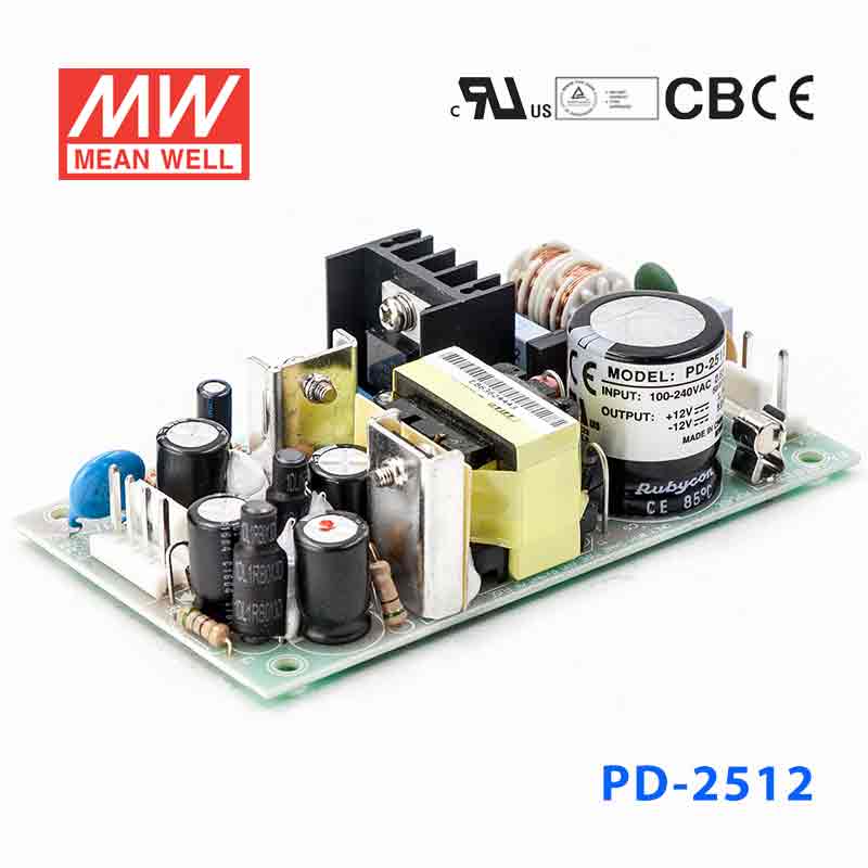 Mean Well PD-2512 Power Supply 25W 12V -12V | Auckland Distributor – Wellforces Ltd.