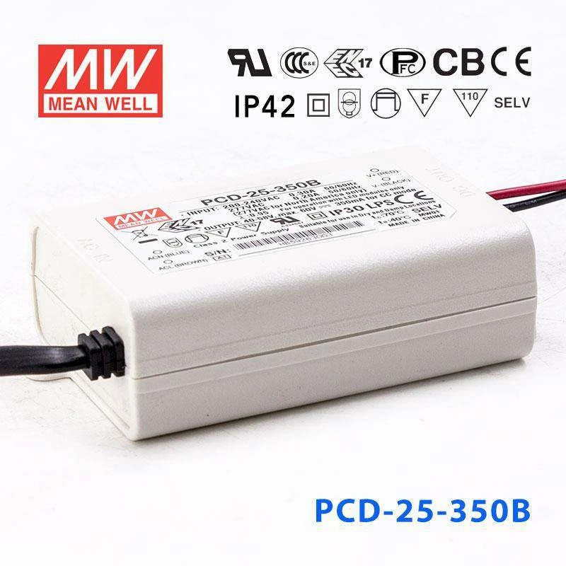Mean Well PCD-25-350B 25W 350mA Constant Current LED Driver - Auckland Distributor – Wellforces Ltd.