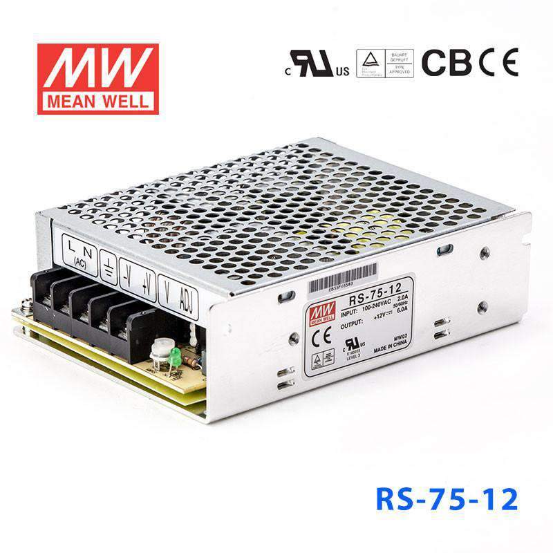 Mean Well RS-75-12 Power Supply 75W 12V | RS Series | Auckland Distributor – Wellforces Ltd.