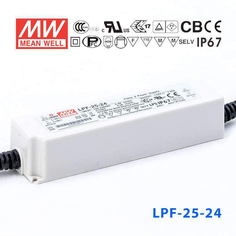 Mean Well LPF-25-24 25W 24V LED Driver - Universal AC Input | Isolated Case | IP67 – Wellforces Ltd.