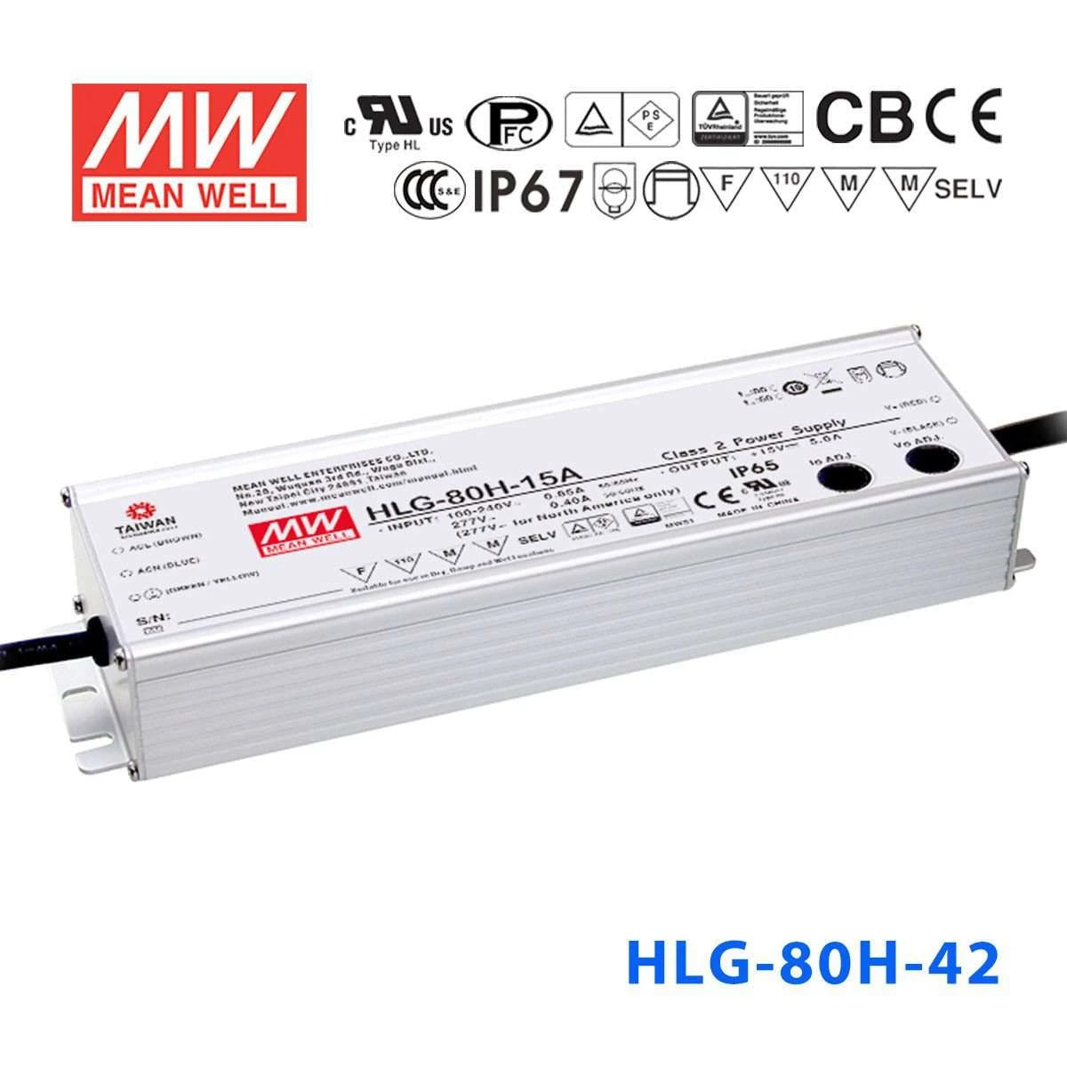 Mean Well HLG-80H-42 Power Supply | 80W 42V LED Driver| New Zealand Distributor – Wellforces Ltd.