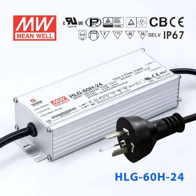 Mean Well S-HLG-60H-24 Power Supply 60W 24V with AU/NZ plug - HLG Series – Wellforces Ltd.