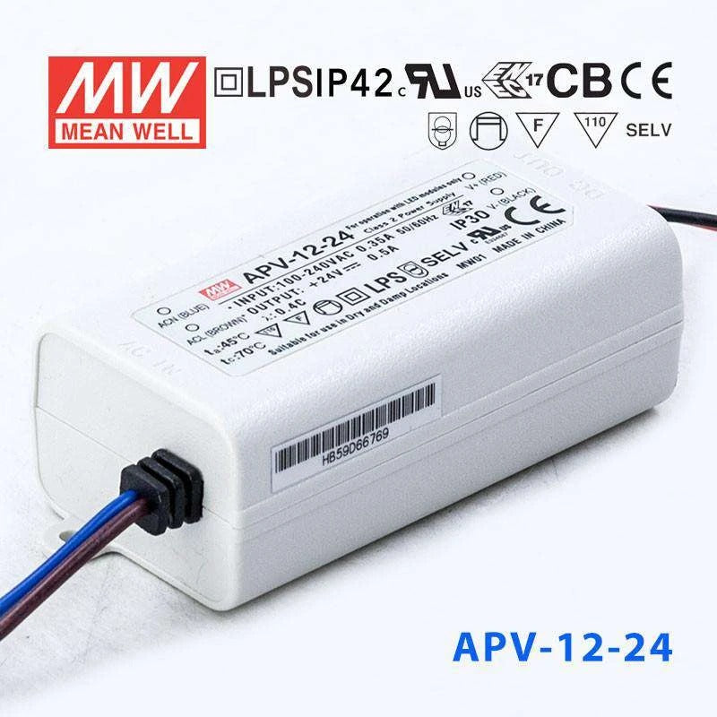 Mean Well APV-12-24 12W 24V Constant Voltage LED Driver – Wellforces Ltd.