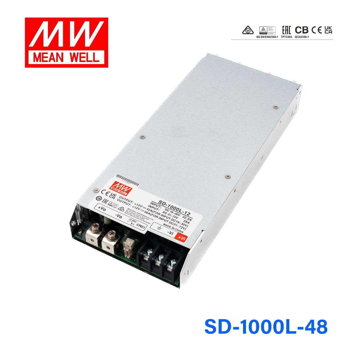 Mean Well SD-1000L-48 DC-DC Converter - 1000W - 19~72V in 48V out ...