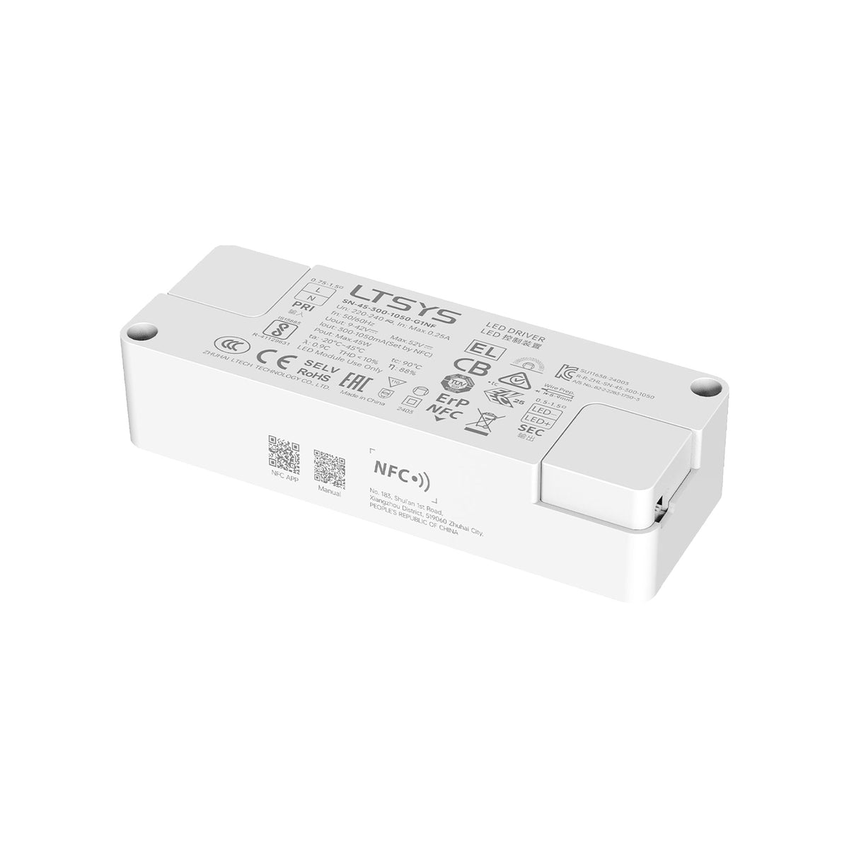 Ltech SN-45-300-1050-G1NF: Ultra-Small 45W LED Driver – Wellforces Ltd.